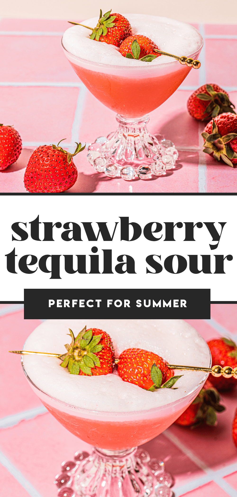 Easy Strawberry Tequila Sour - Everyday Elizabeth