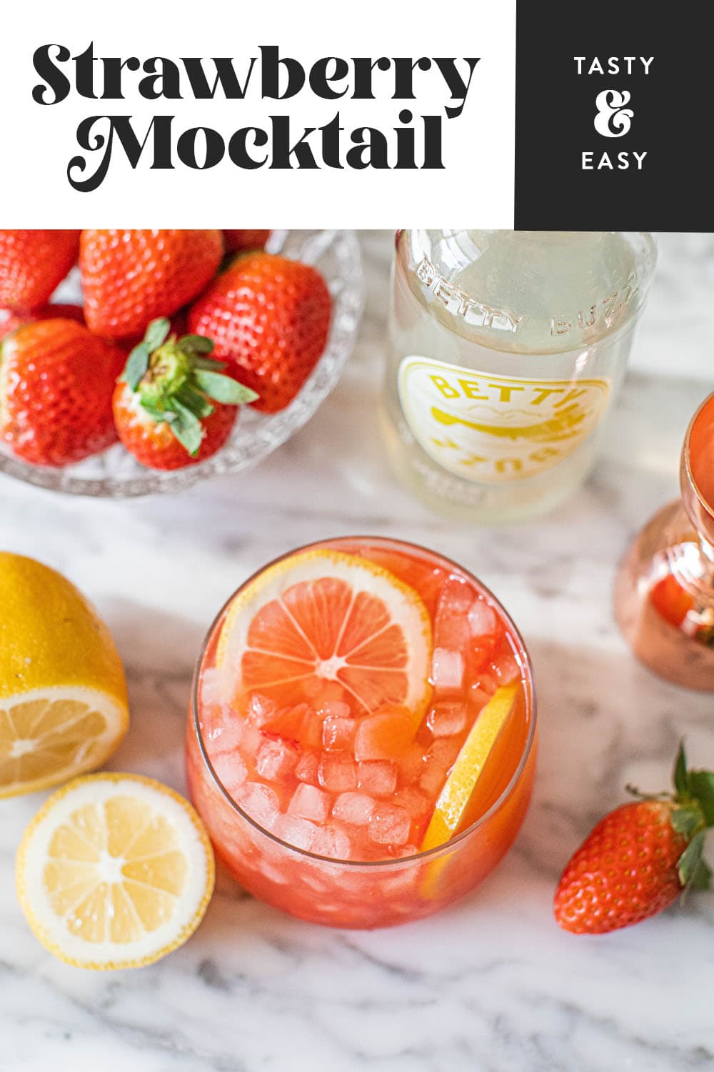Sparkling Strawberry Lemon Mocktail - Everyday Elizabeth